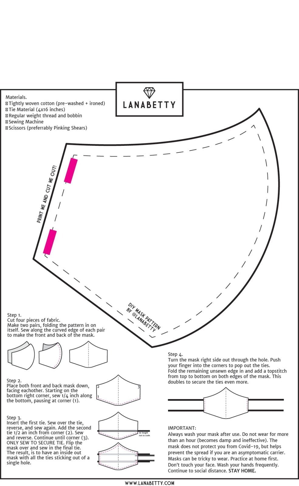 DIY Face Mask Sewing Pattern - Digital Download– LanaBetty